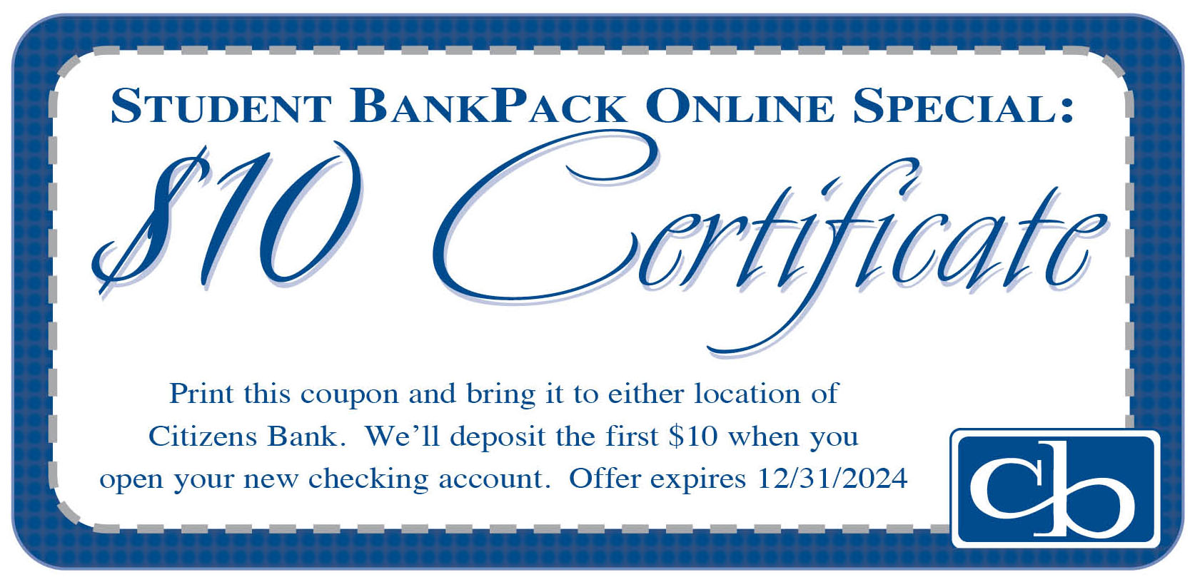 Student Checking Account - Student Bank Pack - Citizens Bank & Trust Co.